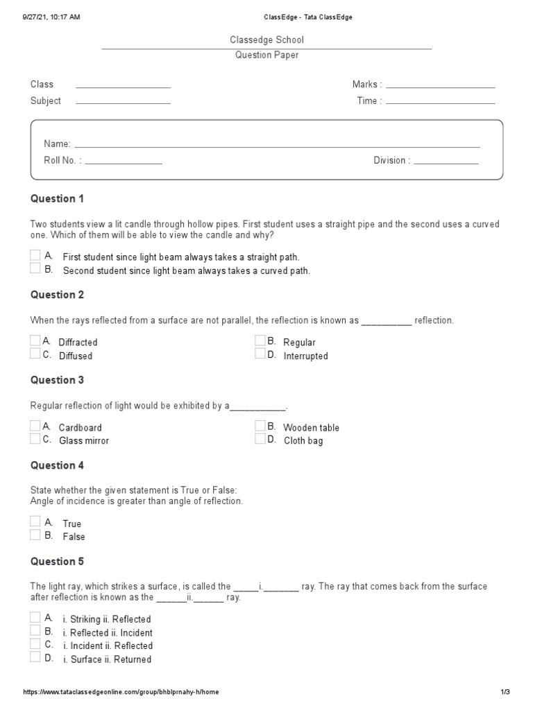 Class 7 Light and It's Phenomena | PDF | Reflection (Physics) | Atomic