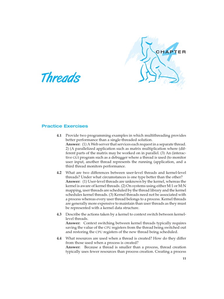 Operating System Exercises - Chapter 4 Sol | PDF | Thread (Computing ...