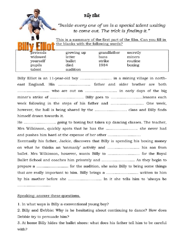 Movie Worksheet - Billy Elliot | PDF