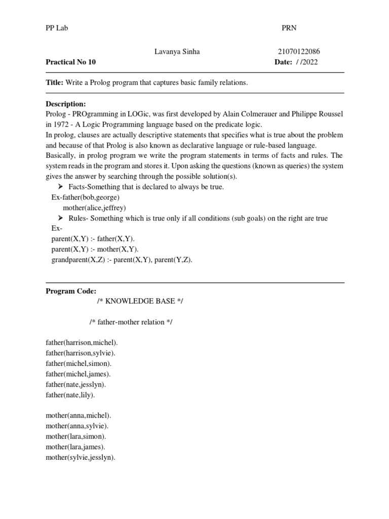 Family Relations in Prolog | PDF