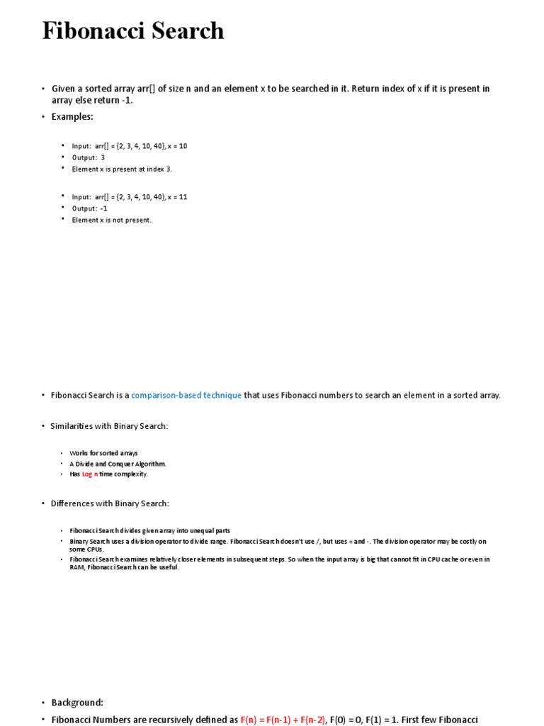 Unit 2 Fibonacci Search | PDF | Array Data Structure | Mathematical Logic