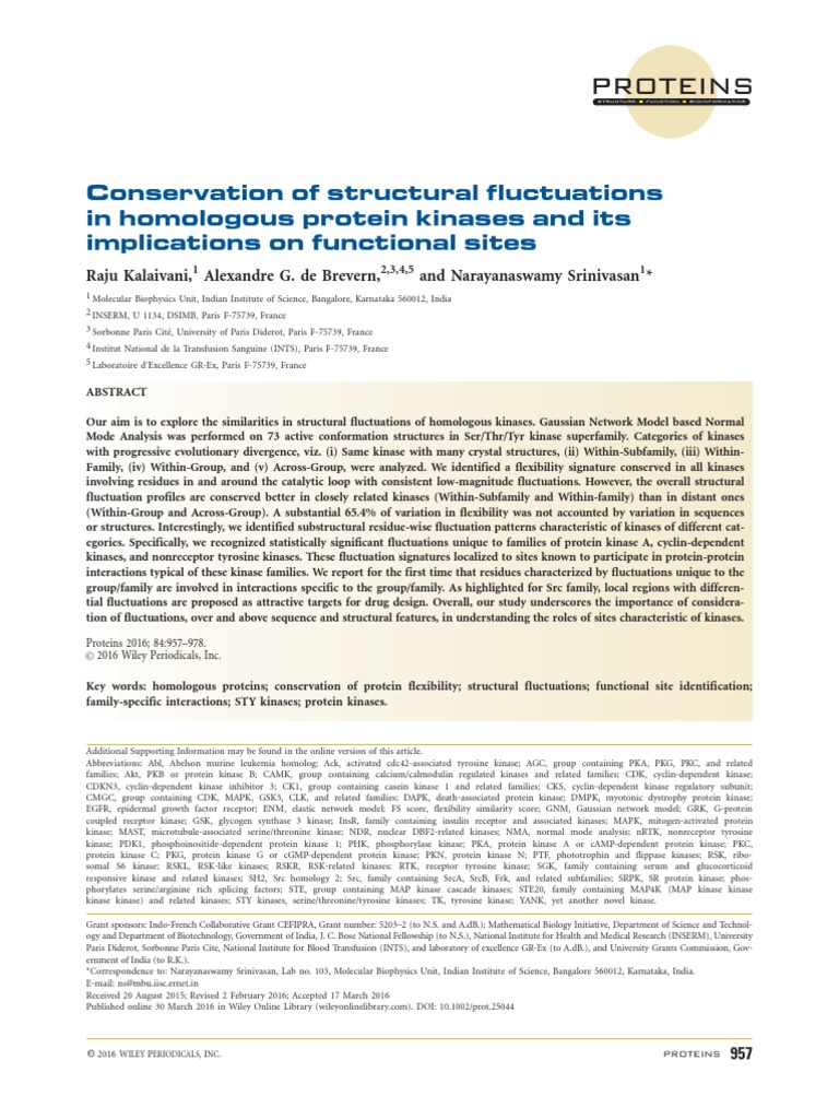 Conservation of Structural Fluctuations | PDF | Protein Domain ...