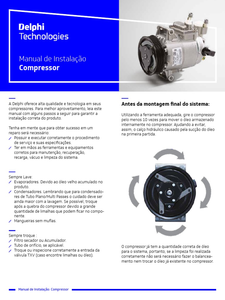 Manual de Instalação Do Compressor | PDF | Vácuo | Pressão