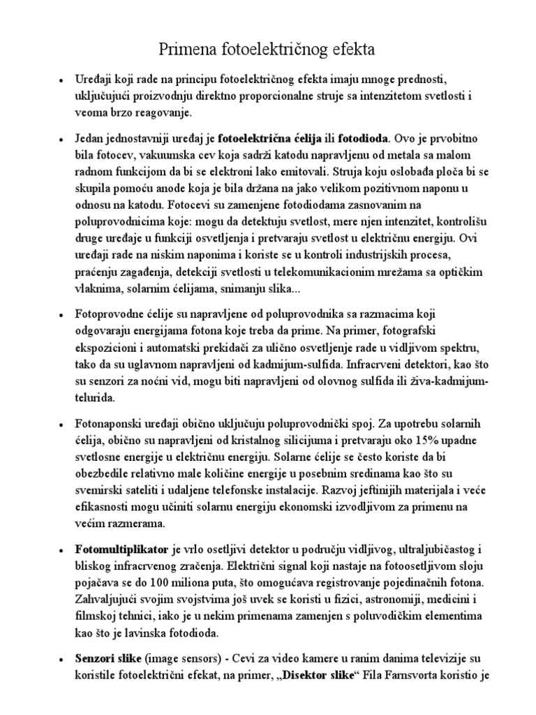 Primena Fotoelektričnog Efekta | PDF