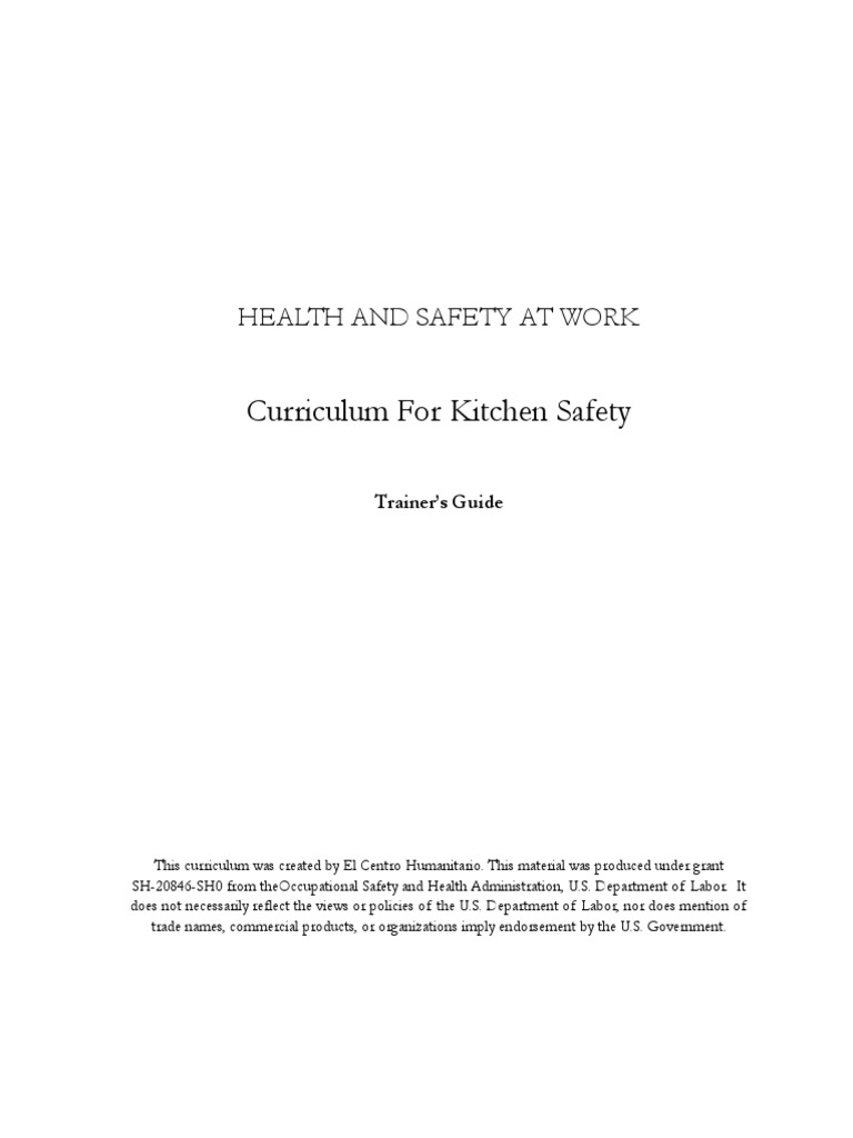 Kitchen Safety Trainer Guide | PDF | Personal Protective Equipment | Knife