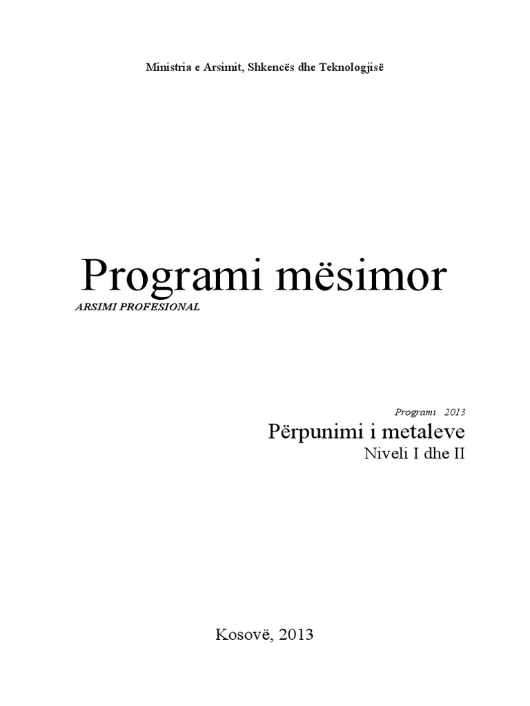 Perpunimi I Metaleve Niveli I I Dhe II | PDF