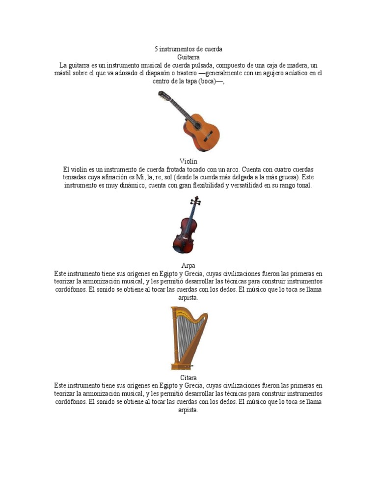 5 Instrumentos de Cuerda | PDF | Instrumentos musicales | Violonchelo