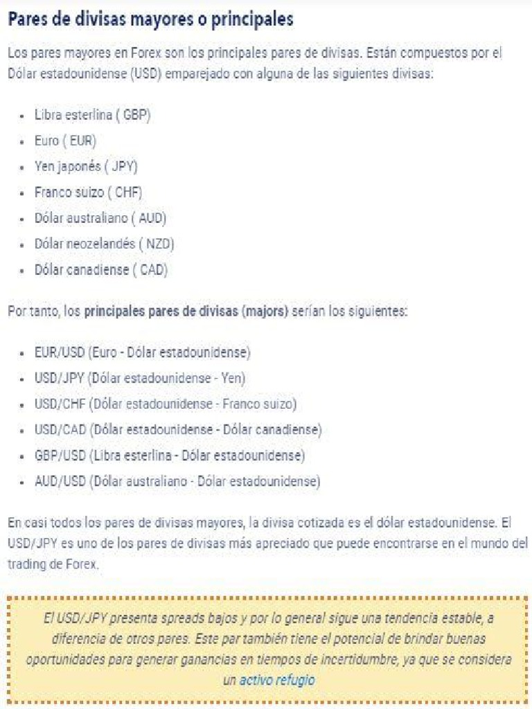 Pares de Divisas Mayores | PDF