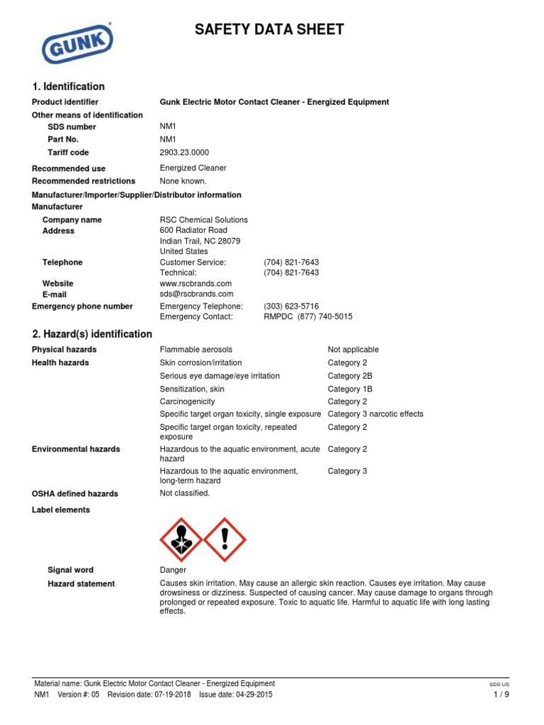 Safety Data Sheet: 1. Identification | PDF | Toxicity | Personal Protective Equipment