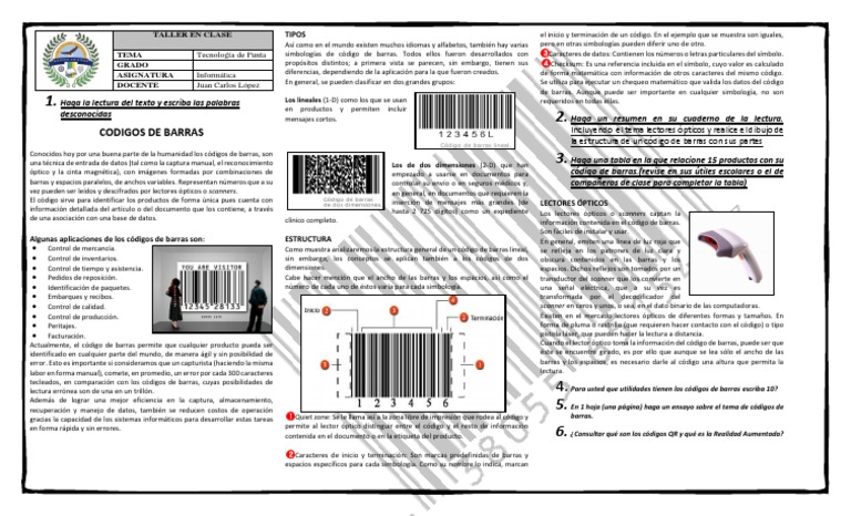 Taller Codigos de Barras | PDF | Código de barras | Óptica