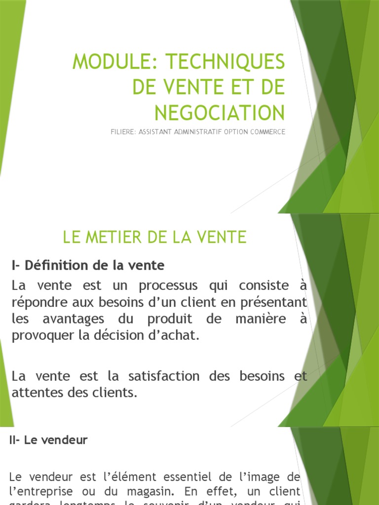 Techniques de Vente Et de Negociation | PDF Techniques de Vente Et de Negociation | PDF