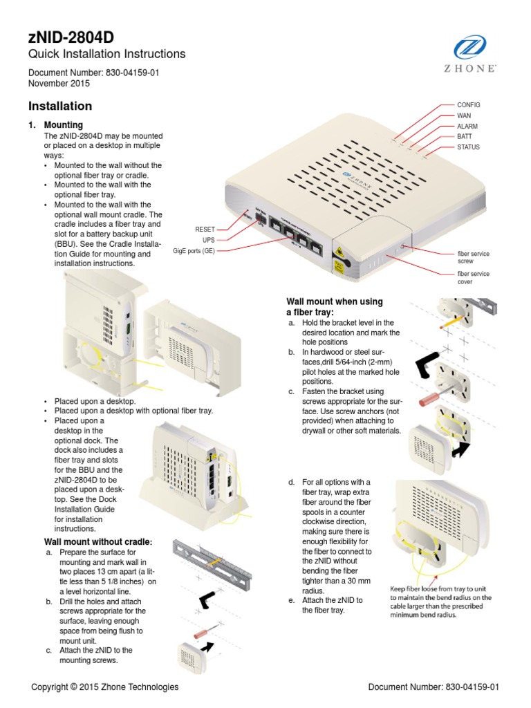 zNID 2804D QII 11172015c | PDF | Electrical Connector | Optical Fiber