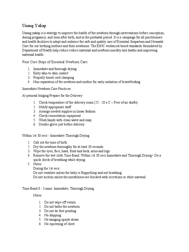 Unang Yakap: Essential Newborn Care Practices and Procedures in the ...