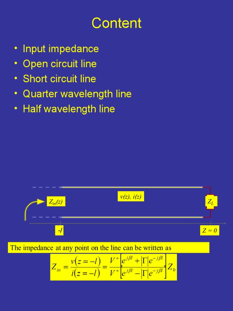 Input Impedance of Transmission Lines | PDF | Transmission Line ...