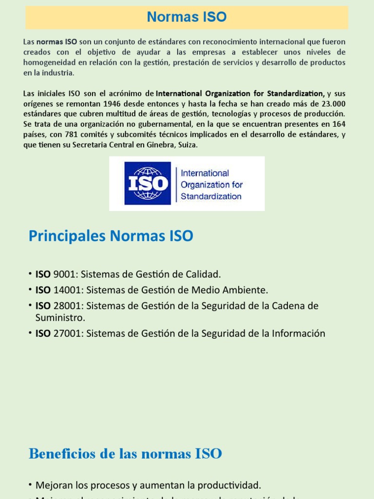 Normas ISO | PDF | Organización internacional para la estandarización ...