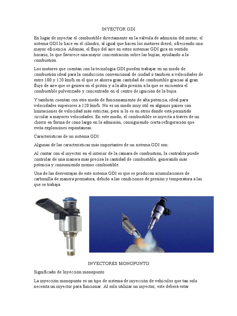 Inyección GDI: Eficiencia y Características | PDF | Inyección de ...