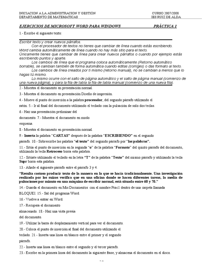 Practicas de Word-I | PDF | Microsoft Word | Microsoft