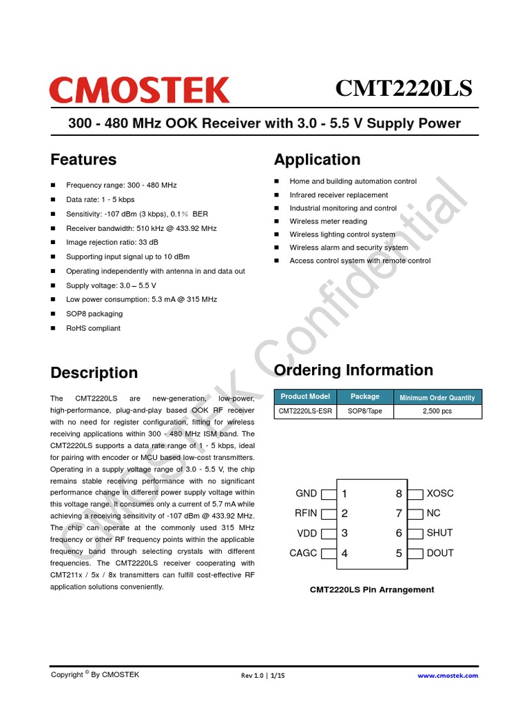 CMT2220LS Datasheet-EN-V1.0-20210917 | PDF | Bandwidth (Signal ...