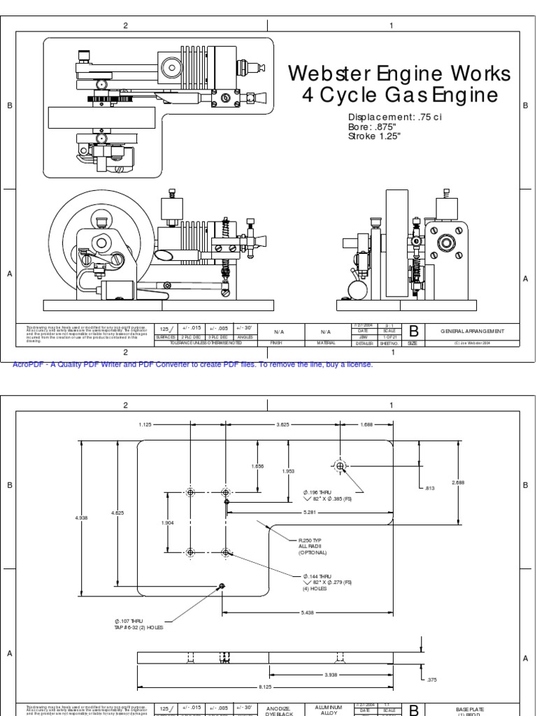 Webster Engine Works 4-Cycle Gas Engine | PDF | Drill | Screw
