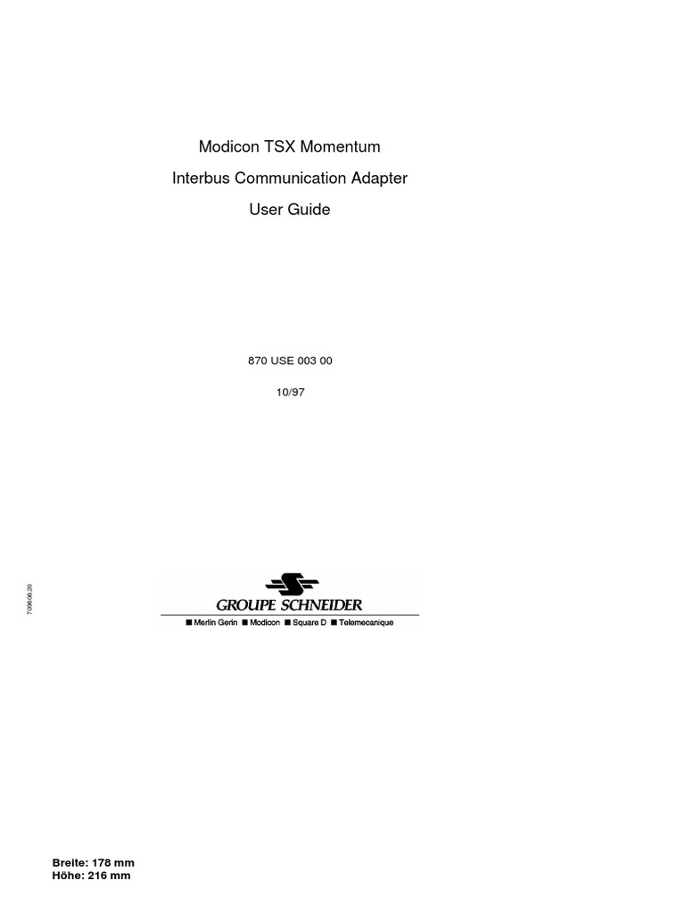 Modicon TSX Momentum Manual Lnterbus | PDF