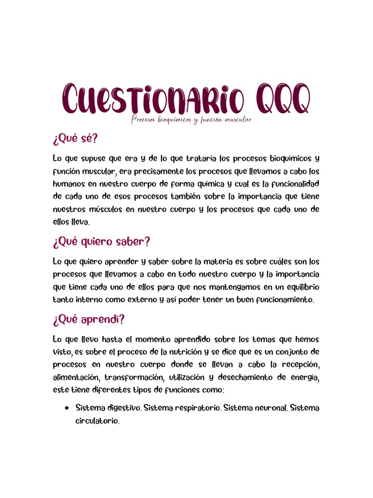 Cuestionario QQQ | PDF