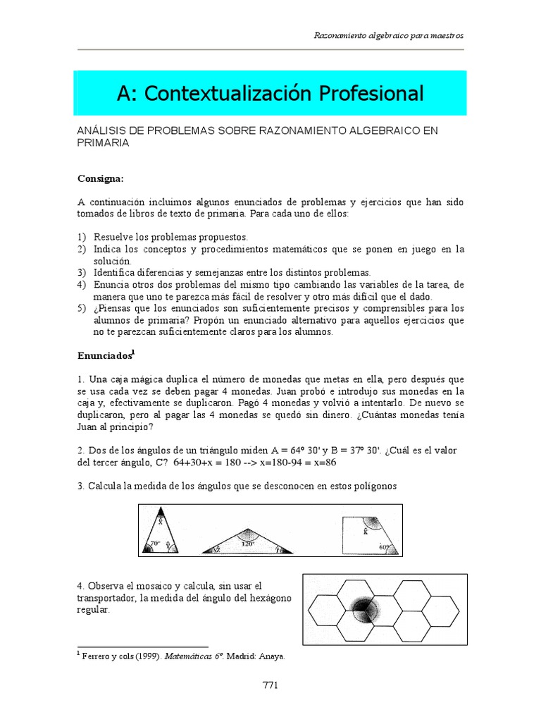 Razonamiento Algebraico en Primaria | PDF | Ecuaciones | Matemáticas