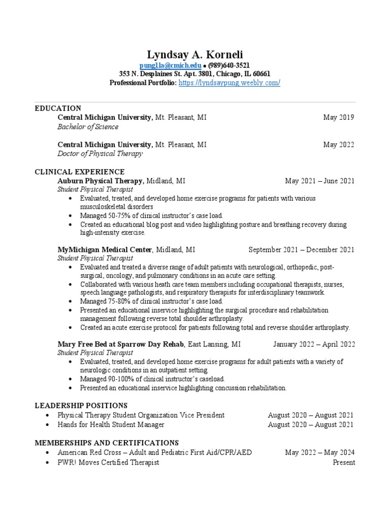 Korneli Resume 2022 | PDF | Physical Therapy | Health Care