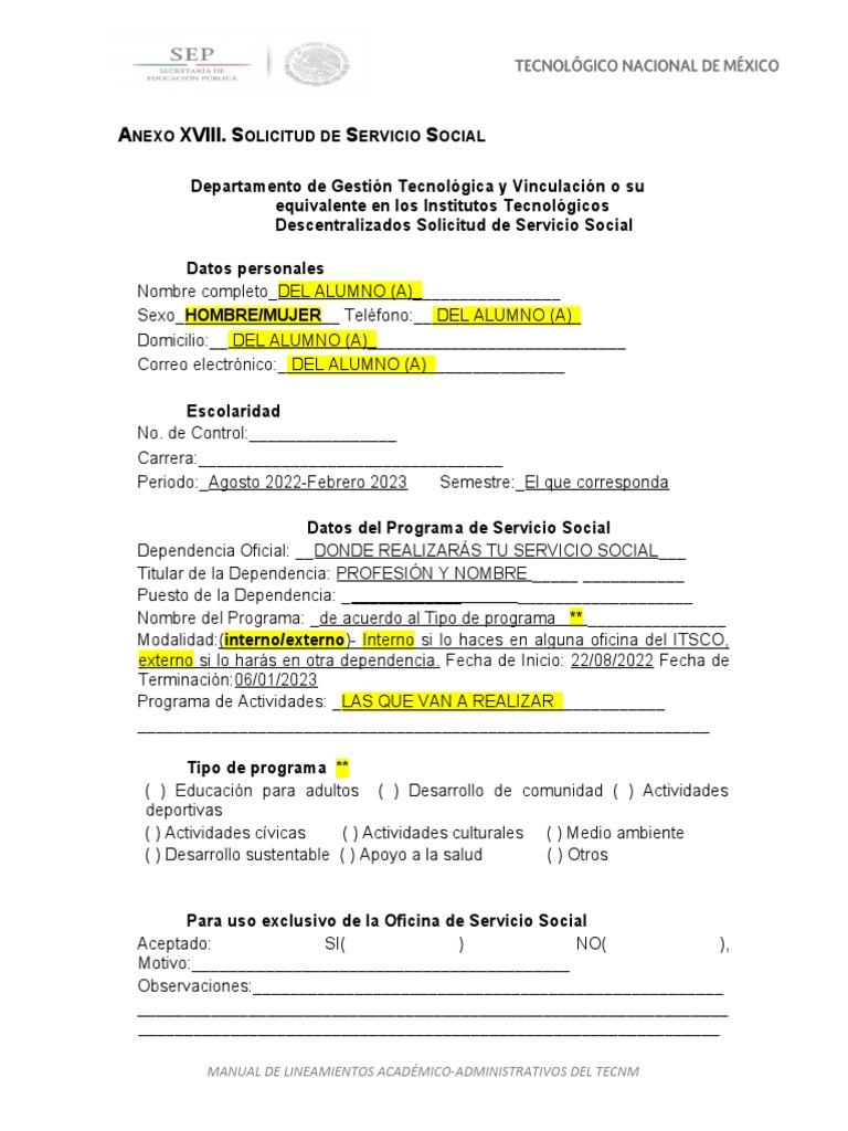 Ejemplo de Llenado | PDF