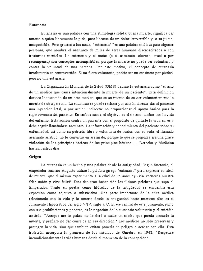 Eutanasi 1 | PDF | Ciencias de la Salud | Medicina