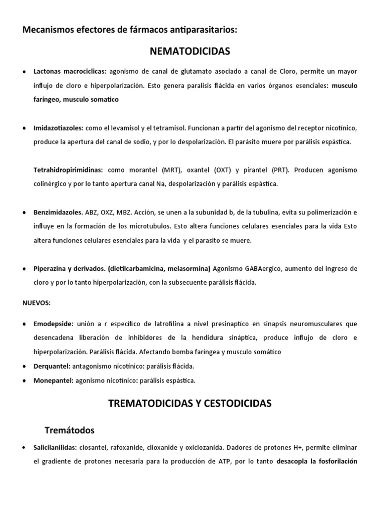 Mecanismos Efectores de Fármacos Antiparasitarios | PDF | Glucólisis | Sinapsis