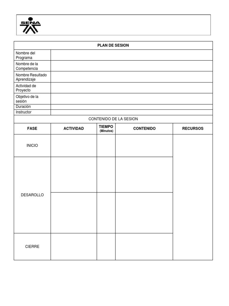Modelo Plan de Sesión SENA | PDF