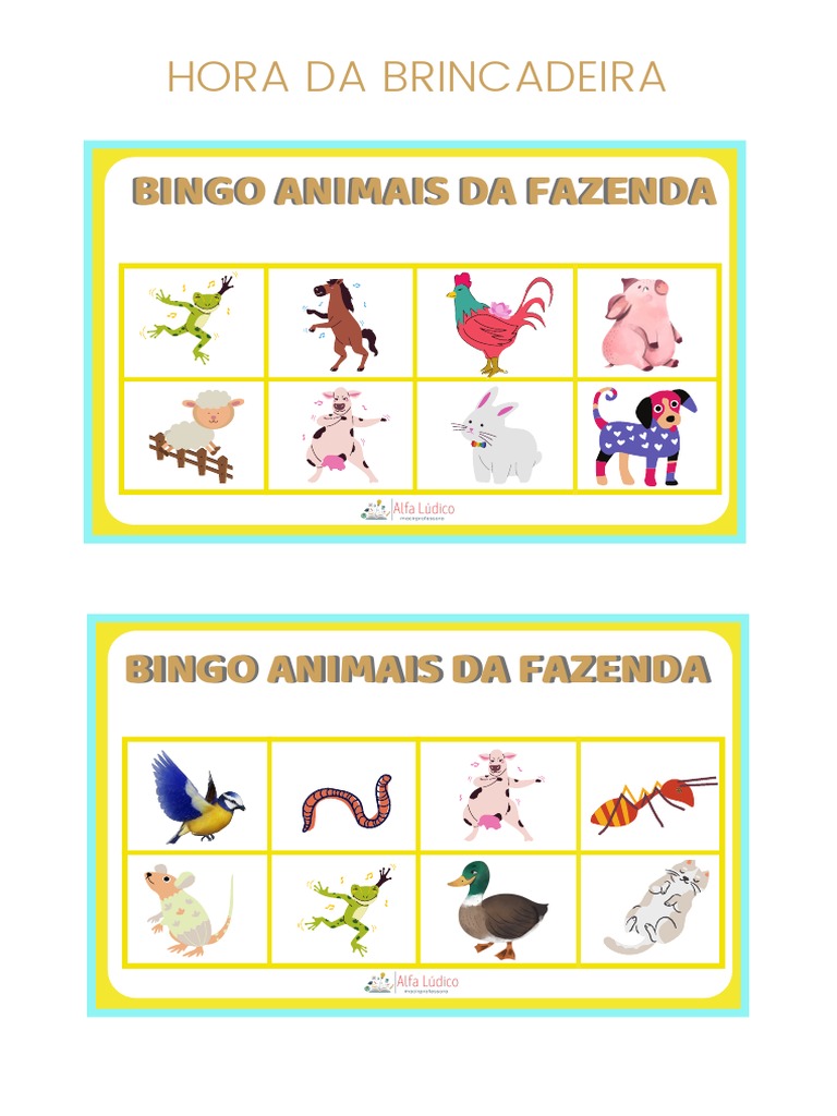 BINGO ANIMAIS DA FAZENDA | PDF