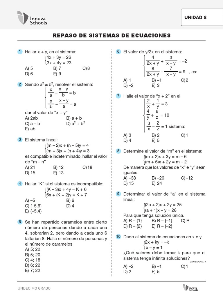 Ficha - Repaso de Sistema de Ecuaciones | PDF | Matemáticas Aplicadas | Relaciones matematicas