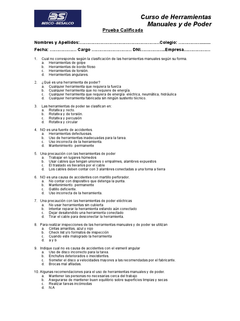 Herramientas Manuales y de Poder | PDF | Herramientas | Equipo