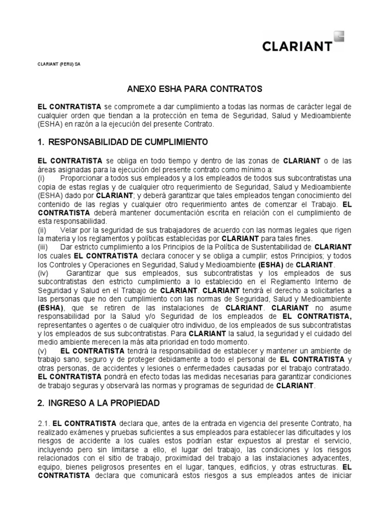 Anexo Esha para Contratos | PDF | Regulación | Residuos