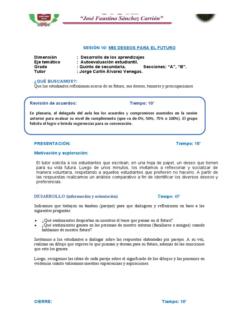 SESION 10 Mis Deseos para El Futuro | PDF