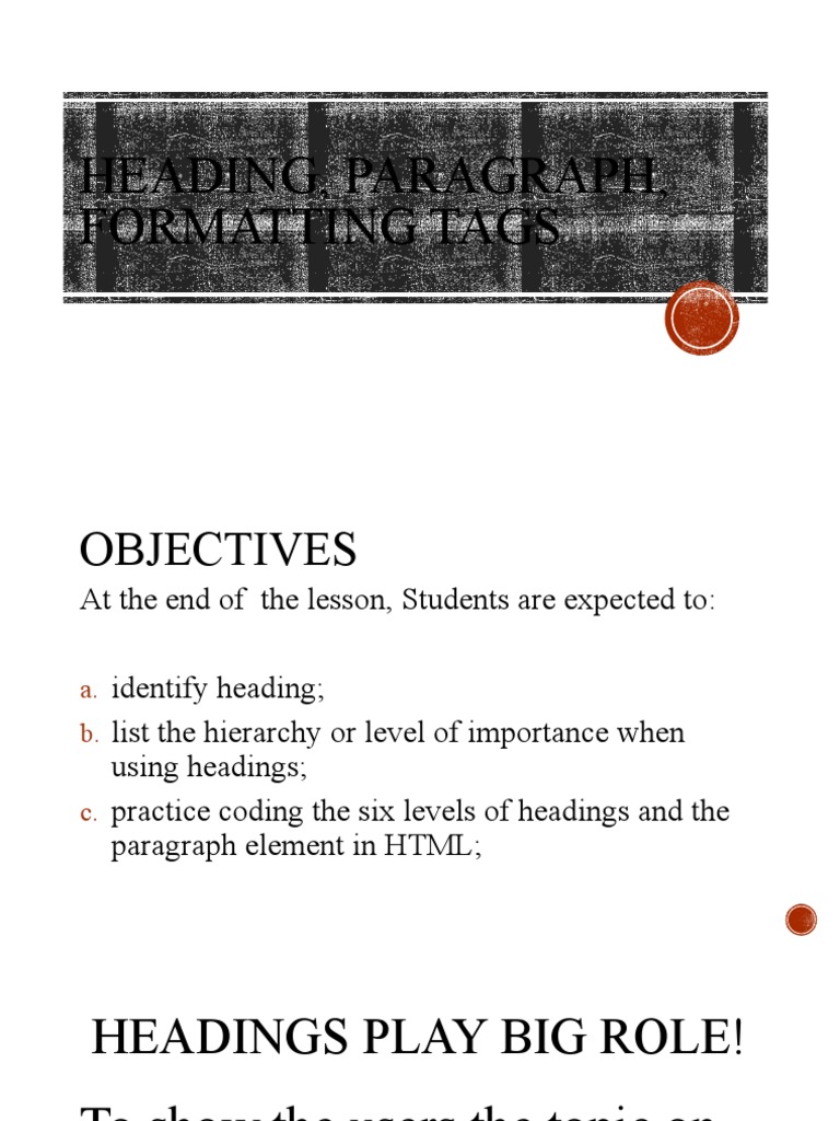 Heading Paragraph Formatting Tags Computer 10 | PDF | Paragraph ...