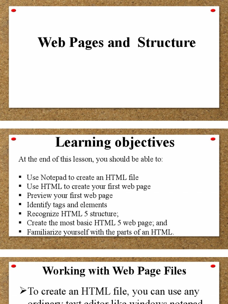 Web Pages and Structure | PDF | Html | Html Element