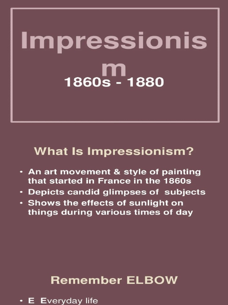 Arts. Lesson 1 Impressionism and Post Impressionism | PDF