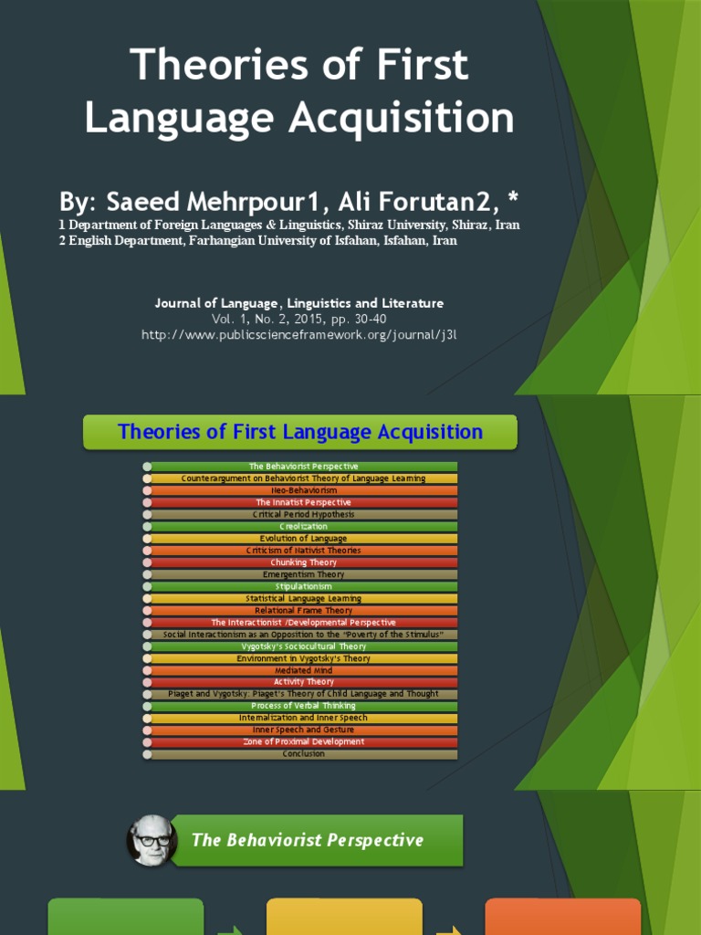 Theories of First Language Acquisition - Mehrpour - Forutan - 2015 ...