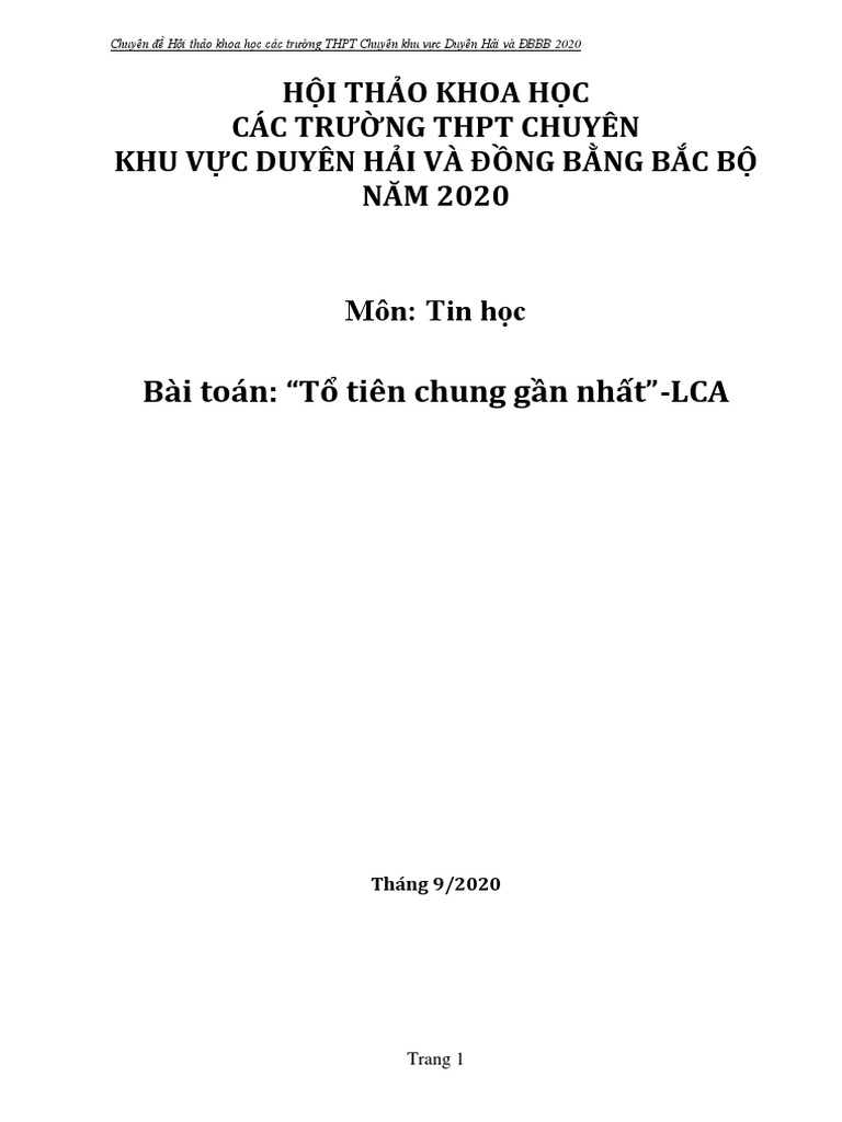 Bài toán: "Tổ tiên chung gần nhất"-LCA | PDF
