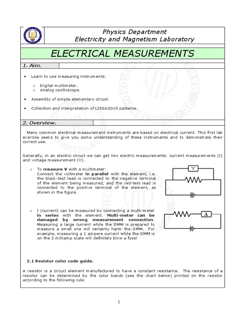 Electrical Measurements Guide | PDF | Amplitude | Resistor