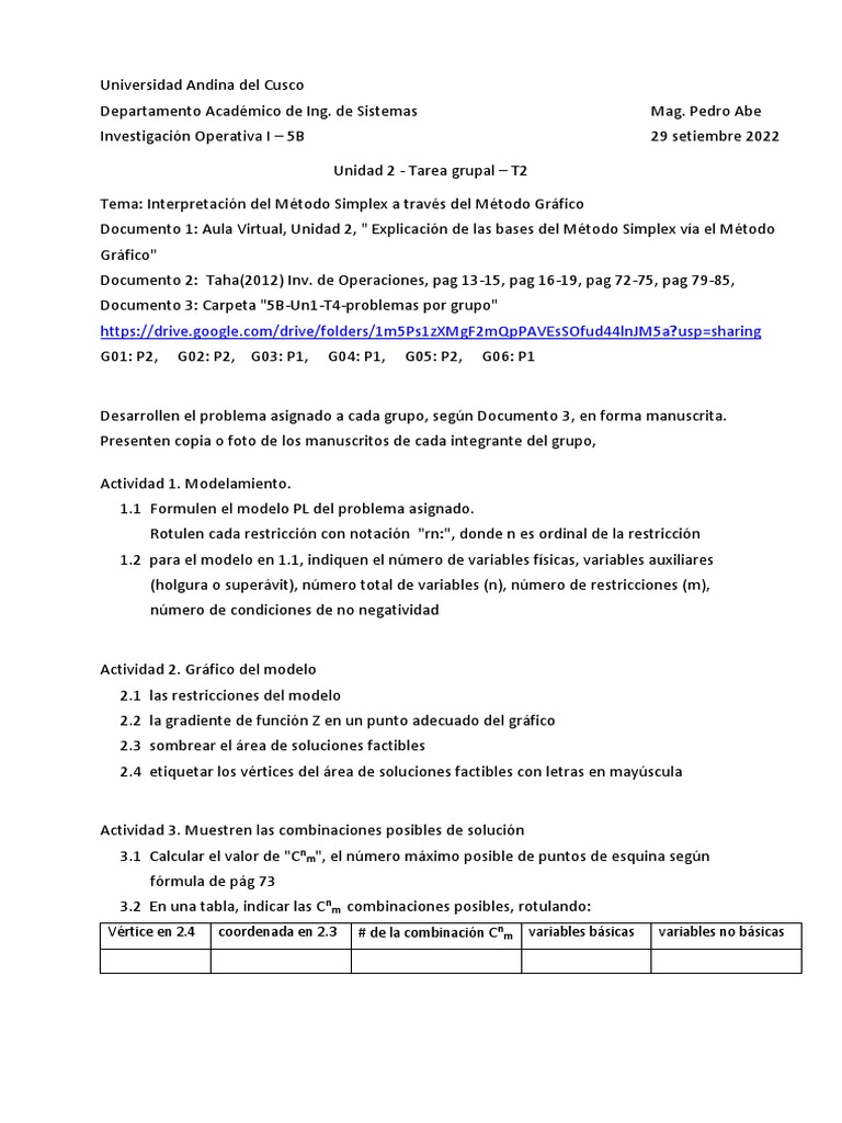 2022-09-28-IO1-5B-Un2-Tarea 2 v2 | PDF | Programación de computadoras | Matemáticas De La ...