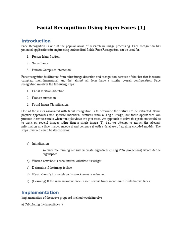Facial Recognition Using Eigen Faces | PDF | Principal Component ...
