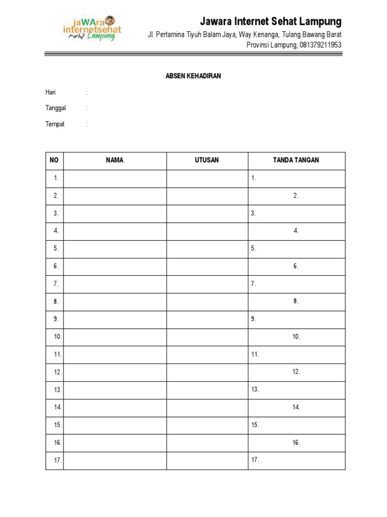 Attendance List for Lampung Event | PDF
