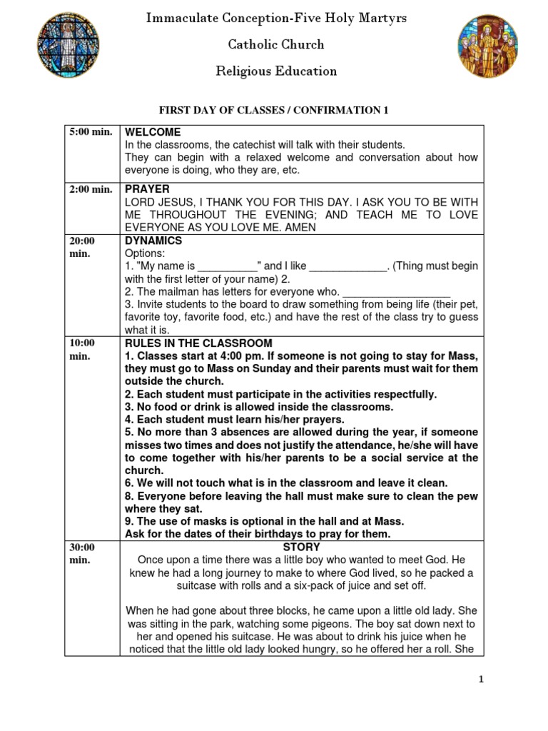 First Day of Confirmation Class Activities | PDF | Wellness | Religion ...