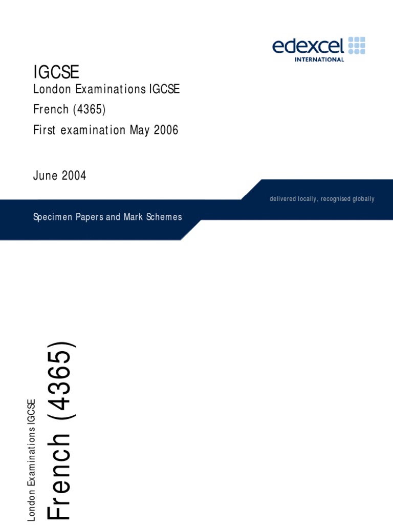 UG014343 IGCSE French Specimen Papers Mark Schemes | PDF | Firefighter ...