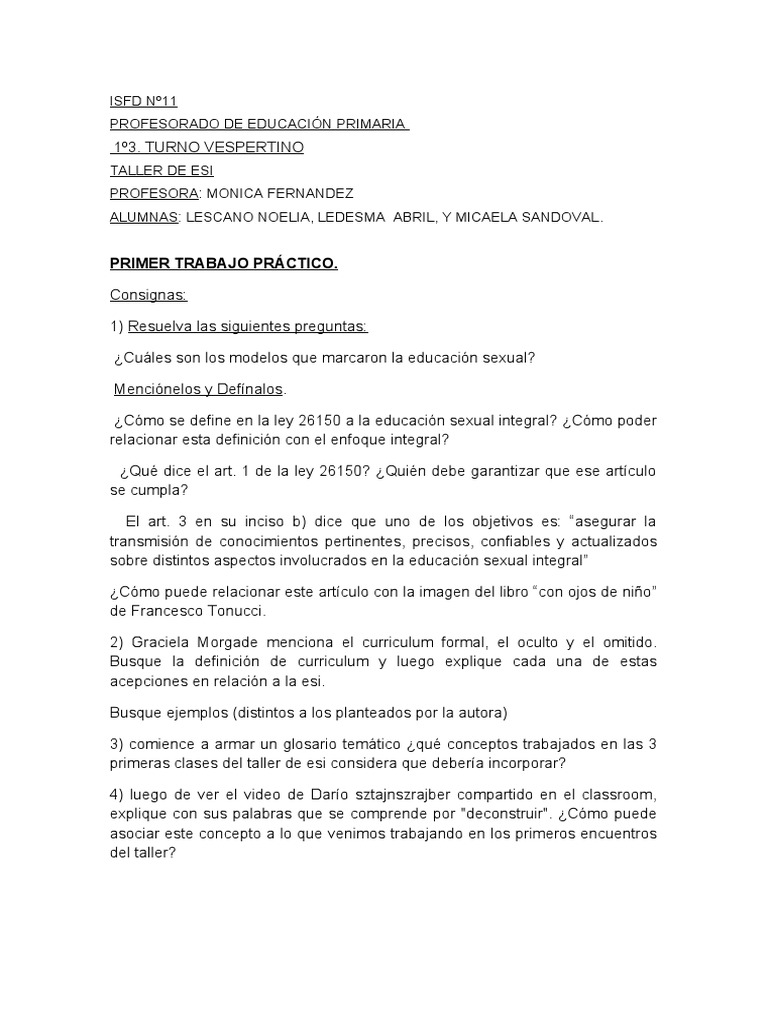 Taller de ESI | PDF | Plan de estudios | La sexualidad humana