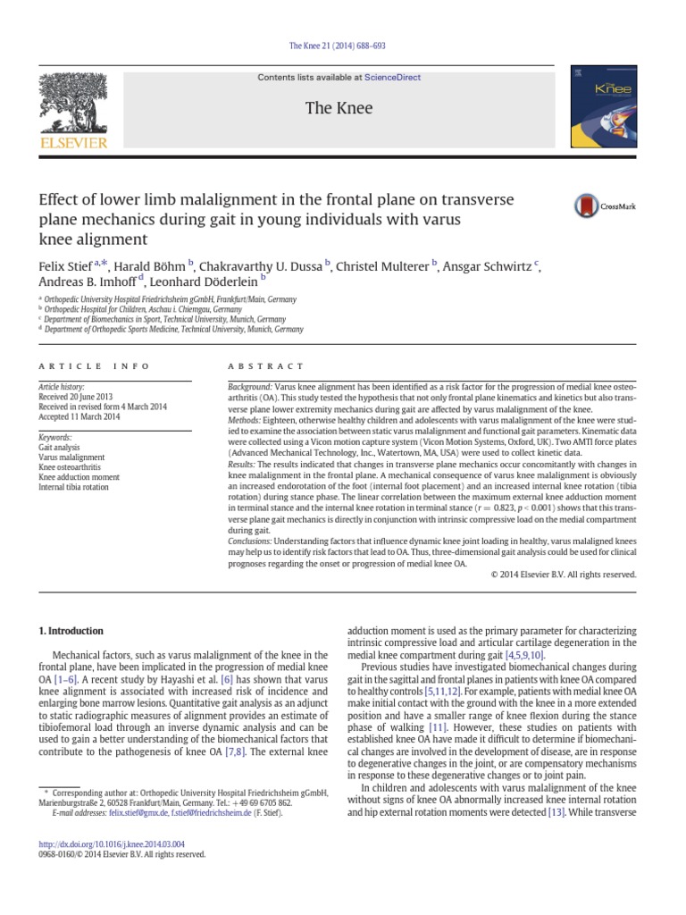 Stief Et Al. - 2014 - Effect of Lower Limb Malalignment in The Frontal ...