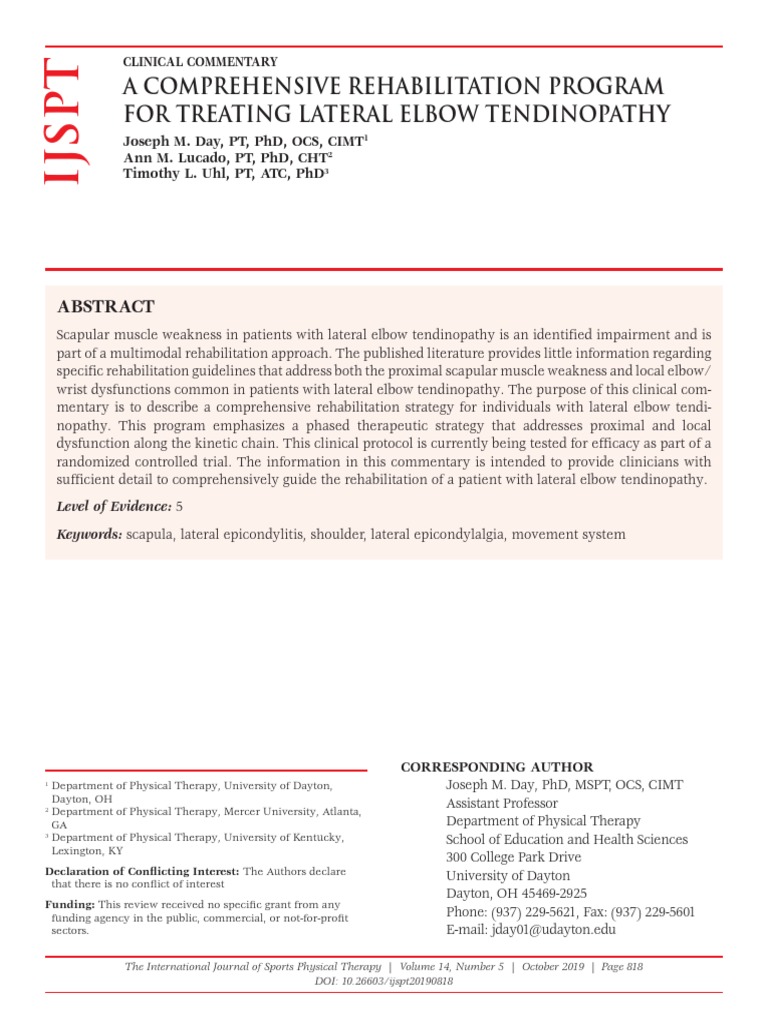 A Comprehensive Rehabilitation Program For Treating Lateral Elbow ...